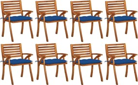 vidaXL Zahradní židle s poduškami 8 ks masivní akáciové dřevo [3075224] Barva: Modrá