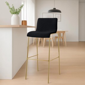 Sada 2 barových židlí Hoover látka čtyřnohá konstrukce Gold – černá