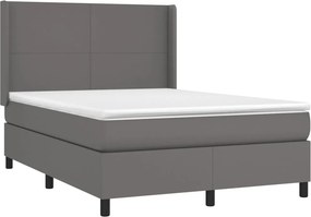 Box spring postel s matrací a LED šedá 140x200 cm umělá kůže 3139269