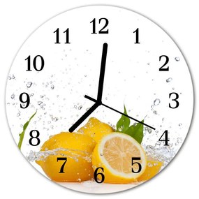 Skleněné hodiny kulaté citróny
