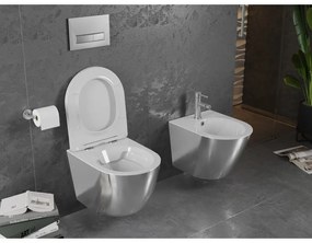 Mexen Lena WC mísa Rimless s pomalu padající deskou slim, duroplast, Bílá/Stříbrná - 30224004