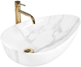 Rea Greta 65 Bianco Shiny, umyvadlo na desku 65x39x13,5 cm, imitace kamene, REA-U6501