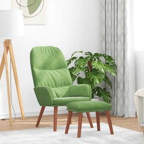 Relaxační křeslo s podnožkou světle zelené samet 3315119