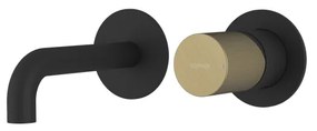 Sapho Sapho, ULTRATAP 2-prvková podomítková umyvadlová baterie, hubice 16cm, černá mat/zlato mat, UT118TBG