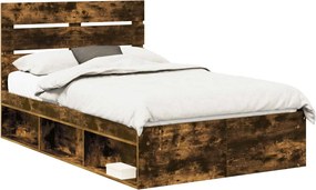 Rám postele Kouřový dub 135 x 190 cm Masivní borové dřevo 3411756