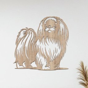 dřevo života Dřevěný obraz psa Pekingese Rozměry (cm): 60x58, Zvolte barvu dekoru: Dub Sonoma