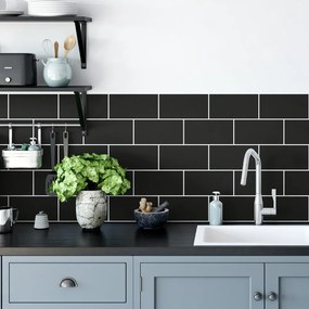 Sada samolepek na kachličky 30 ks 20x10 cm Subway Tiles Black – Ambiance