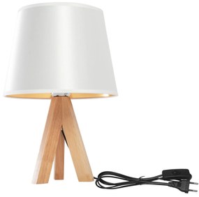 Toolight - Noční stolní lampa E27 60W APP976-1T, bílá-hnědá, OSW-06683