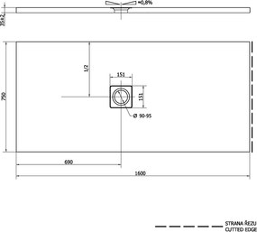 Polysan FLEXIA 160 x 75 x 3,5 cm 72921 sprchová vanička s možností úpravy rozměru
