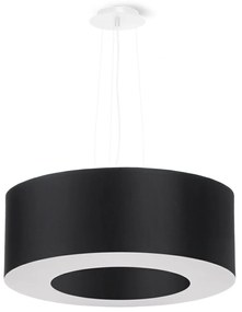 Závěsné svítidlo Saturno, 1x černé textilní stínítko, (bílý plast), (fi 50 cm)