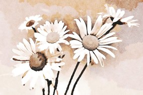 DIMEX | Samolepicí vliesová fototapeta na zeď Hnědé květy MA-5-1305 | 375 x 250 cm | bílá, krémová, hnědá