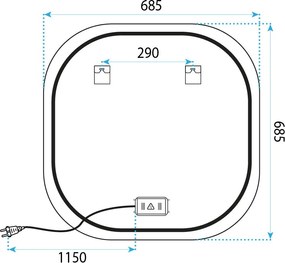 Rea Rea, Zrcadlo LED 70x70cm TOP, HOM-01519