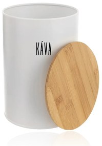 Orion Sada 11ks plechových dóz na potraviny, bílé, s bambusovým víkem SADA