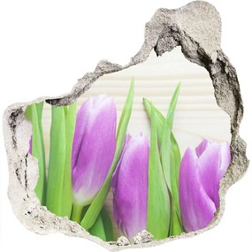 Wallmuralia Samolepící díra nálepka Fialové tulipány 75x75 cm