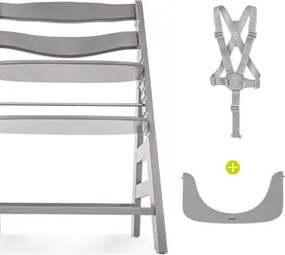 Hauck Alpha+ set 2v1 dřevěná židle, grey + polstrování Melange charcoa