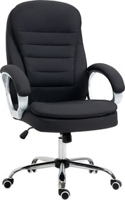 Kancelářská židle Vinsetto s nastavitelnými područkami, ergonomická kancelářská židle, houpací funkce, výškově nastavitelná, černá, len, 64x75x111-12…