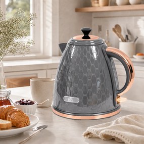 HOMCOM Rychlovarná konvice, 2200 W, průhledné okénko, filtr, rychlovarná, šedá