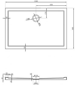 Mexen, Mexen Flow obdélníková sprchová vanička slim 130 x 90 cm, černá matná, 46R709013