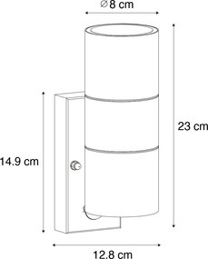 Venkovní nástěnné svítidlo černé 2-světlo AR70 s pohybovým senzorem - Duo