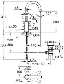 GROHE Start Loop - Páková umyvadlová baterie, velikost L, chrom 23780000