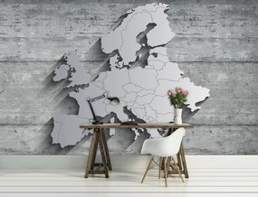 Fototapeta - Stříbrná evropská mapa s 3D efektem (152,5x104 cm)