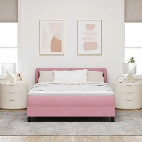 Postel s boxspringem s čelo Růžová 140 x 200 cm samet 3340393