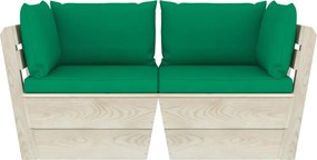 vidaXL 2místná zahradní pohovka z palet s poduškami smrkové dřevo [3063389] Barva: Jasně zelená