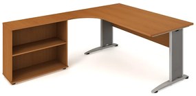 Sestava stolu a skříně pravá 180 cm - Hobis Cross CE 1800 H P Dekor stolové desky: třešeň, Dekor lamino podnože: třešeň, Barva nohou: Stříbrná