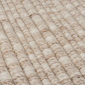 Béžový ručně tkaný koberec s příměsí vlny 160x230 cm Rene Fringed Ribbed – Flair Rugs