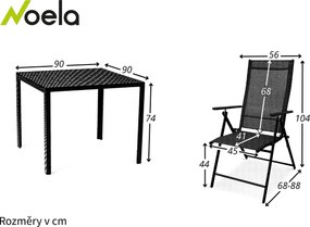 Noela Zahradní jídelní set Viking M + 4x kovová židle Pia
