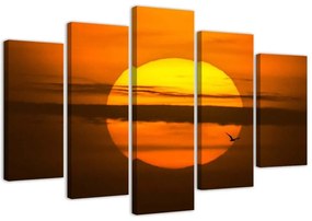 Obraz na plátně pětidílný Západ slunce - 100x70 cm