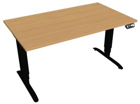 Elektr. nastavitelný stůl 140x80 s pamětí - HOBIS MOTION MS 3M 1400 Dekor stolové desky: buk, Barva kovové podnože: černá