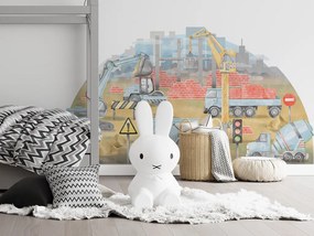 Pastelowe Love Samolepka na zeď STAVENIŠTĚ do dětského pokoje modrá