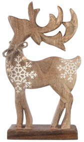 4Home Dekorace z mangového dřeva Snowflake Deer, 33 cm
