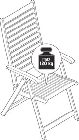 Tchibo - Vysoké teakové křeslo s nastavitelným opěradlem - barva: hnědá