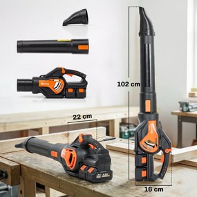 Outsunny Aku vysavač listí 20V bezdrátový vysavač listí s 2×4,0Ah akumulátory a nabíječkou Turbo-Boost, rychlost foukání 162,7 km/h