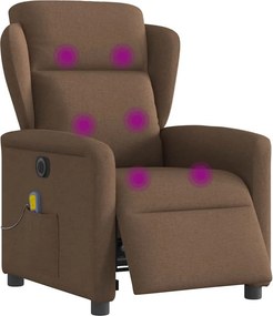 Elektrické masážní polohovací křeslo hnědé textil 3303128