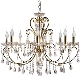 Zlatý křišťálový lustr Aurora pro žárovku 8x E14  - Candellux