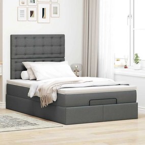 Osmanský rám postele s matrací tmavě šedá 120x200cm textil 3314163
