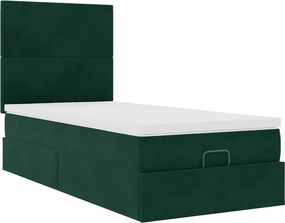 Osmanský rám postele s matracemi tmavě šedá 80x200cm samet 3314213