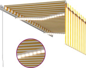 Ručně zatahovací markýza s roletou a LED 3,5 x 2,5 m žlutobílá 3069283