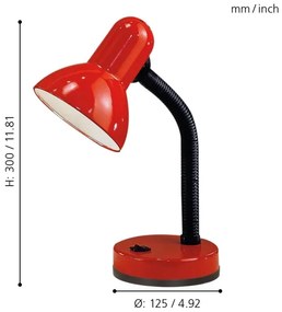 EGLO 9230 - Stolní lampa BASIC 1xE27/40W červená