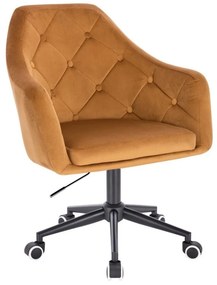 LuxuryForm DESIGN Otočné křeslo ANDORA VELUR na černé podstavě s kolečky - medové