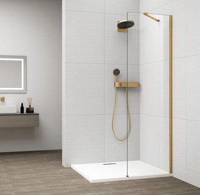 Polysan Esca Gold Matt jednodílná sprchová zástěna 40 x 210 cm k instalaci ke stěně zlatá sklo čiré ES1040-04