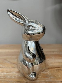 Stříbrný keramický velikonoční zajíček 12cm