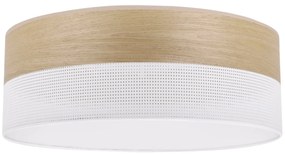 Stropní svítidlo Wood, 1x dýha zlatý dub/bílé plastové stínítko, (bílé plexisklo), (fi 40cm)