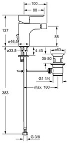 Hansa Bidetová stojánková páková baterie HANSALIGNA s výpustí 6063203