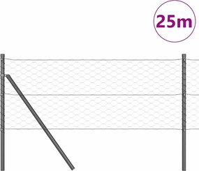 Hexagonální kotvení plotu 25 x 0,6 m Ocel potažená PVC Šedá 3352808