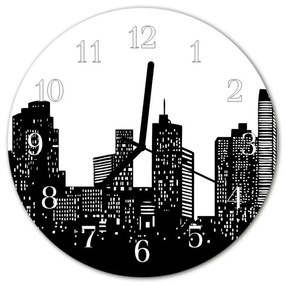 Nástenné skleněné hodiny Městské budovy fi 30 cm