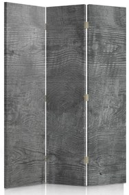 Ozdobný paraván, Šedé dřevo - 110x170 cm, třídílný, obustranný paraván 360°